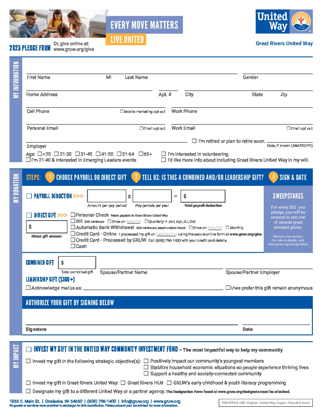 United Way Pledge Form 2023 - Printable Forms Free Online